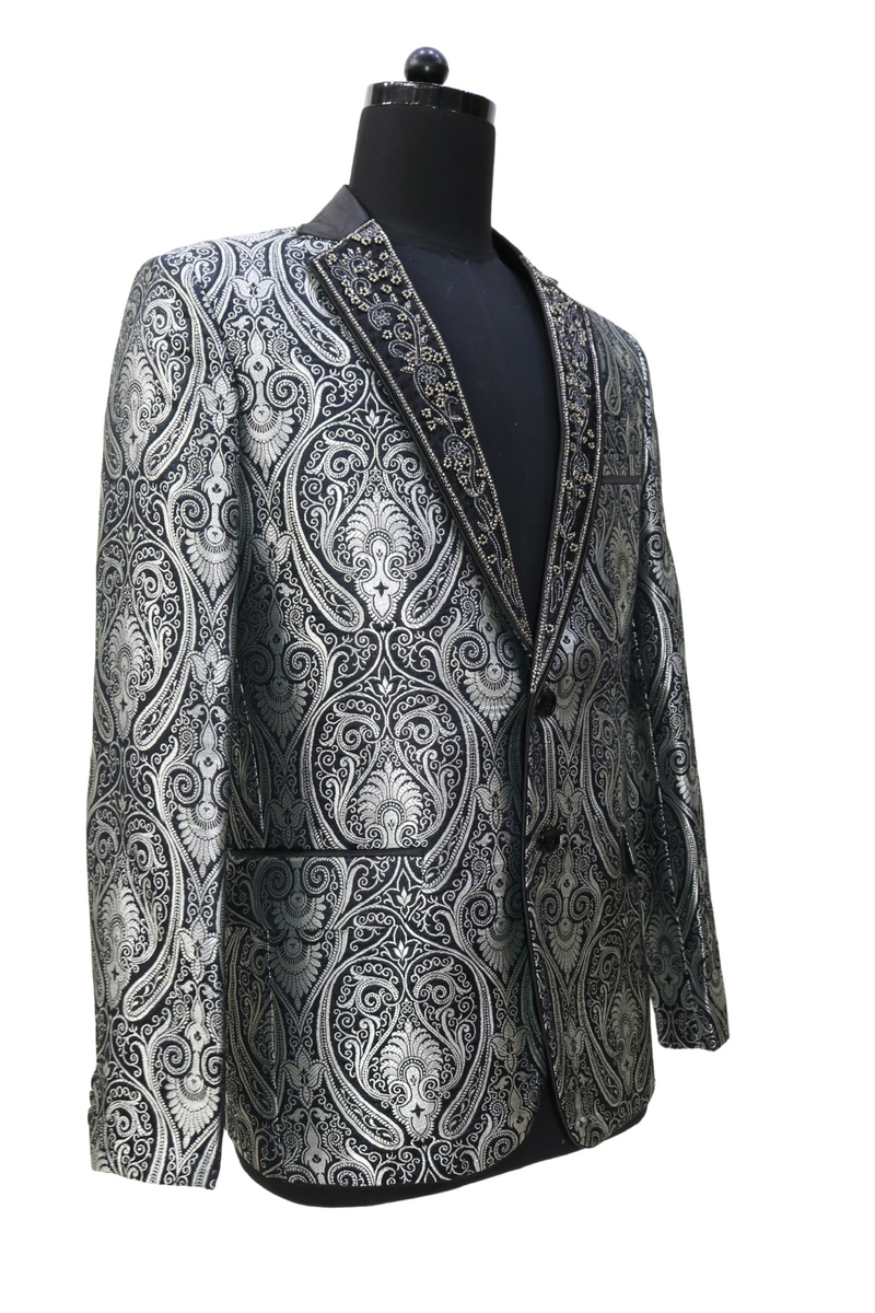 Hand Embroidered Titanium Blazer – Freeborn Designs